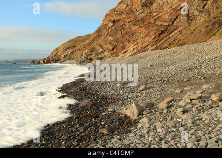 Beach at Millook Haven with cliffs of geological interest, North ...