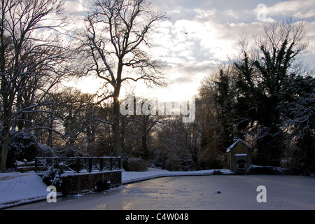 A lake in Bushy Park is frozen this morning. Image shot on 10th Dec ...