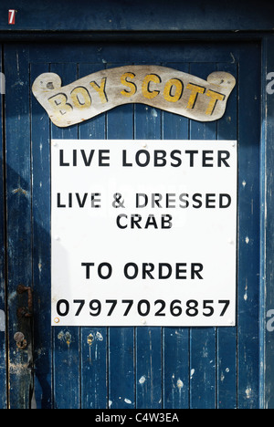 Sign advertising live crab for sale Stock Photo - Alamy