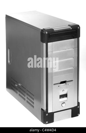 gray computer case, photo on the white background. gray computer case ...
