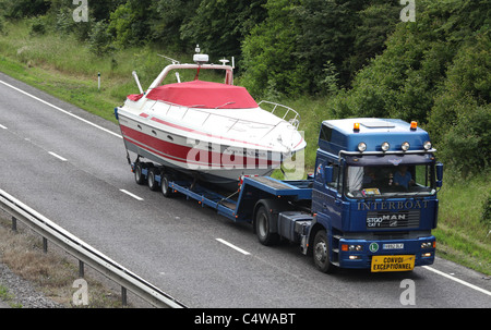 A speed boat is transported on a lorry. Picture by James Boardman Stock ...