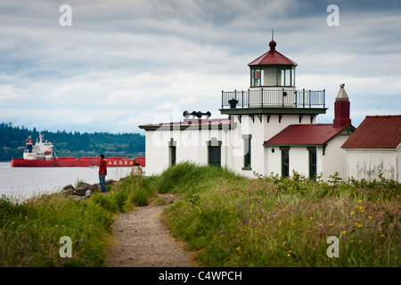 West Point lighthouse in Seattle's Discovery Park Stock Photo - Alamy