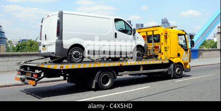 Side view of AA rescue breakdown recovery lorry truck transporter ...