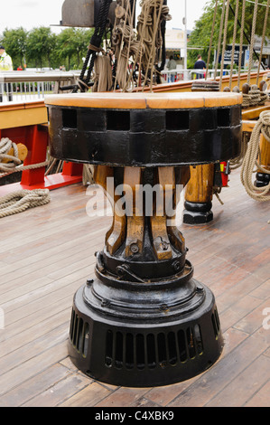 Old capstan on a sailing boat in marine. Szczecin Stock Photo - Alamy