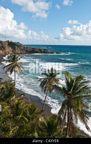 WIndward coast beach near Biabou Bay, St. Vincent & The Grenadines ...