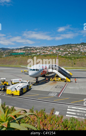Jet2 plane planes airplane aircraft parked at Funchal airport Madeira ...
