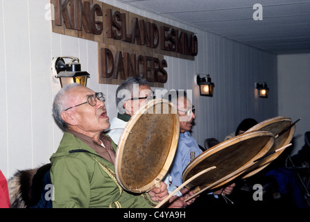 Inupiat native drummers perform in Diomede City on Little Diomede ...