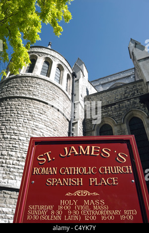 noticeboard with mass times at st james's roman catholic church ...