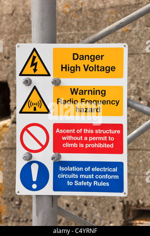 High voltage hazard, high voltage danger sign, electrical symbol, black ...