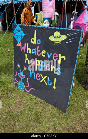 Funny sign in the Kids field at the Glastonbury Festival 2011 Stock ...