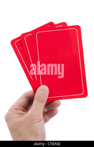 Hand and red card isolated on white Stock Photo - Alamy