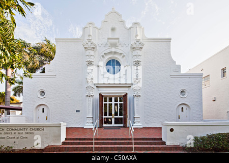 Facade of Miami Beach community Church on Lincoln Road in Miami Beach ...