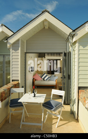 New build expensive beach huts in Shaldon, South Devon Stock Photo - Alamy