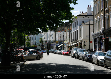 Primrose Hill, London, Regents Park Road, shops and cafe UK 25th May ...