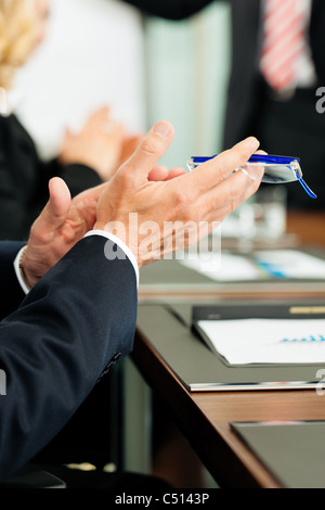 Applause, workshop and business people in meeting, conference or seminar in office. Celebration ...