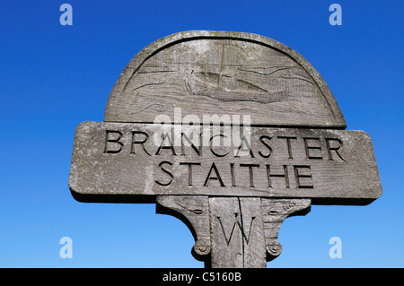 Village sign, Brancaster Staithe Norfolk UK Stock Photo - Alamy