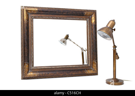 Golden vintage frame. Isolate mirror. Design retro element. physical ...