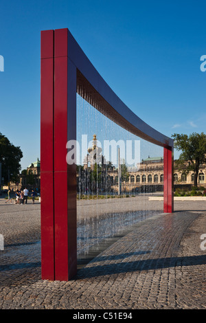 Dresden Postplatz square in the city center. Traffic junction for ...