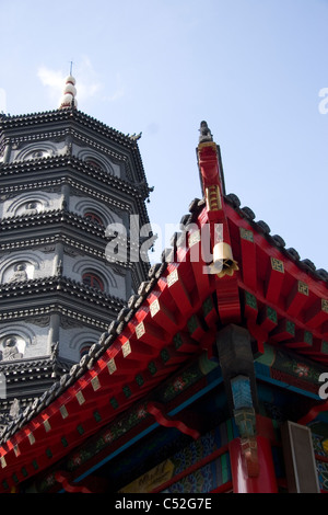 Ornate roof and hanging lantern of Jile Temple, Harbin, China Stock ...