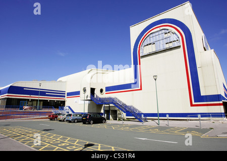 Rhyl Sun Centre and Pavilion Theatre on the promenade in the seaside ...