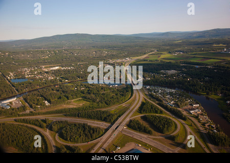 Aerial view of the city of Fairbanks and the Johansen Expressway ...