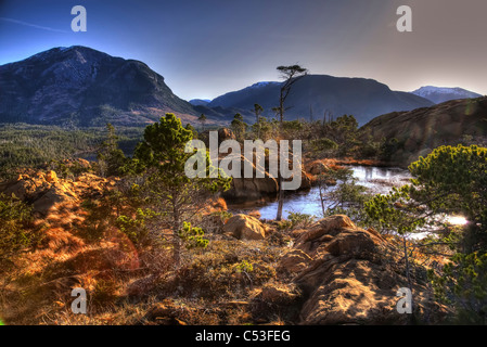 View of Metlakatla, Annette Island, and surrounding coastal area with a ...