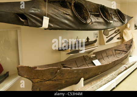 Native kayak on display at the Alaska Native Heritage Center in ...