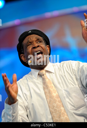 Alex Pascall MBE, founder of the Notting Hill Carnival, performs at the ...