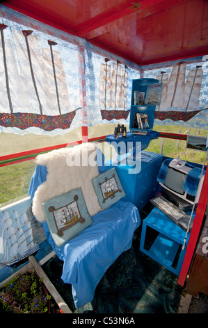 Bobby's bus shelter colourfully decorated at Baltasound, Unst Shetland ...