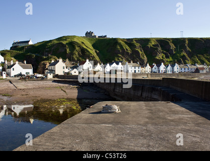 Pennan Village Aberdeenshire Scotland blue sky with clouds over the ...