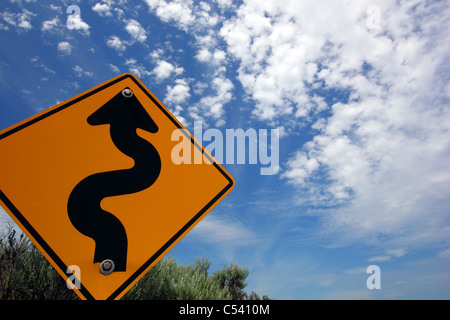 ROAD WARNING SIGN WOBBLY ARROW WARNING SKY BACKGROUND BDB Stock Photo ...