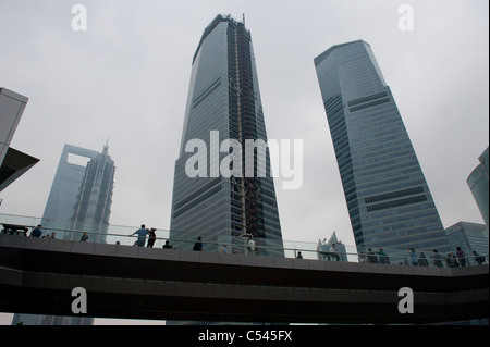 Skyline of the Lujiazui Financial District with one tower of IFC ...