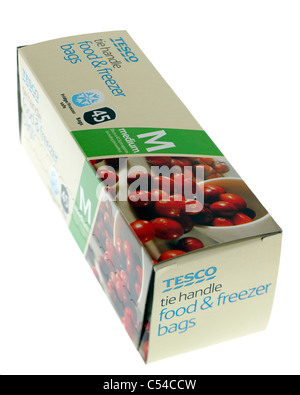 Tie handle food and freezer bags pack of 25 from Tesco Stock Photo - Alamy