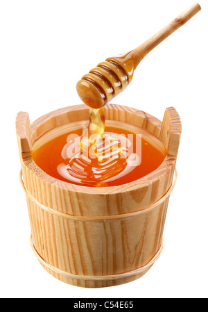 wooden honey stick isolated on white background Stock Photo - Alamy