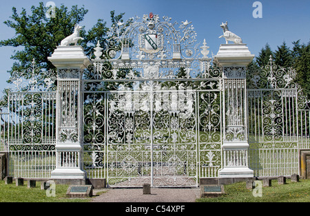 The Davies gates at Chirk Castle, Wrexham. The wrought and cast iron ...