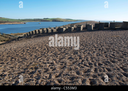 Dragons teeth, concrete anti-tank obstacles, still remaining on Chesil ...