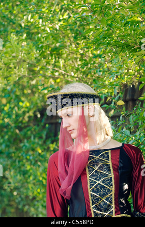 Profile portrait of a beautiful medieval woman Stock Photo - Alamy