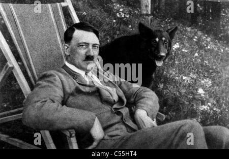 Adolf Hitler and his dog. Hitler was leader of nazi Germany ...