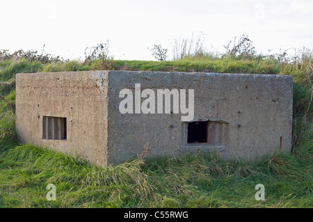 Second World War Two concrete blockhouse on beach at Wissant, Nord-Pas ...