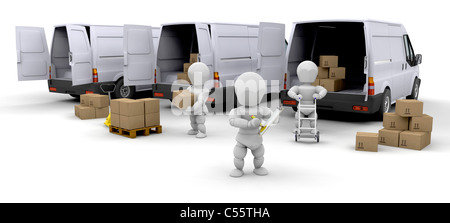 Delivery people loading boxes into van Stock Photo: 58219319 - Alamy