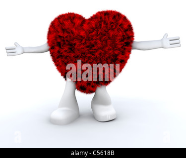 Cute furry heart character Stock Photo - Alamy