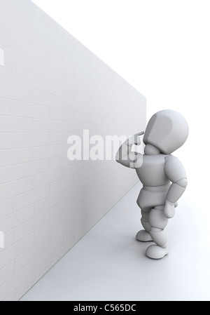 3D man staring at a wall thinking isolated Stock Photo - Alamy