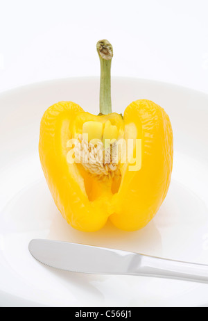 vegetable, cut, cross-section, paprika, peppers, longitudinal section ...