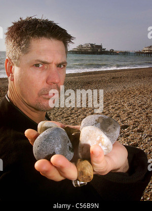 Actor Mark Little on Brighton seafront shortly after leaving his ...