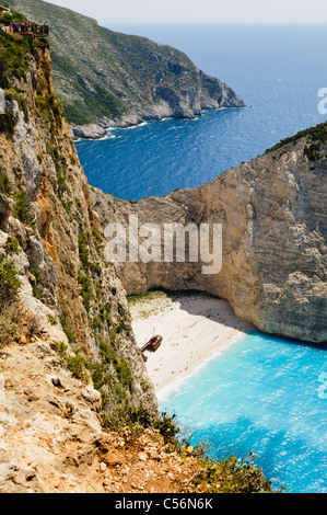 Greece, Zakynthos, Rusty ship wreck in famous paradise bay navagio ...