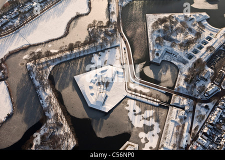 The Netherlands, Fortified star shaped city of Naarden. Aerial. Snow ...