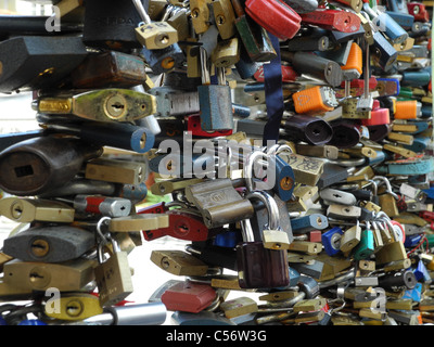 Prague, Kampa - padlocks of lovers Stock Photo - Alamy