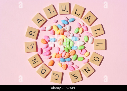 Congratulations spelled with scrabble letters Stock Photo - Alamy