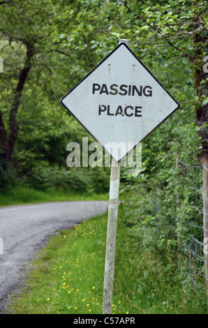 Passing Place road sign in A832, Highland, Scotland, UK Stock Photo - Alamy