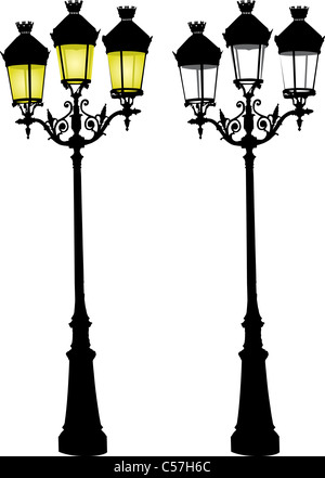 Retro Vintage Street Lamp Post with White Advertising Promotional ...